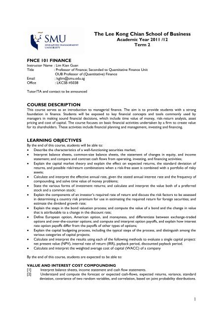 Course Outline Template - Singapore Management University