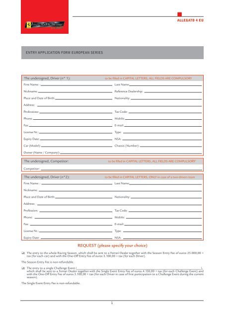 REQUEST (please specify your choice)