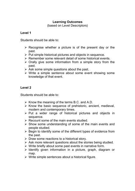 Learning Outcomes - History