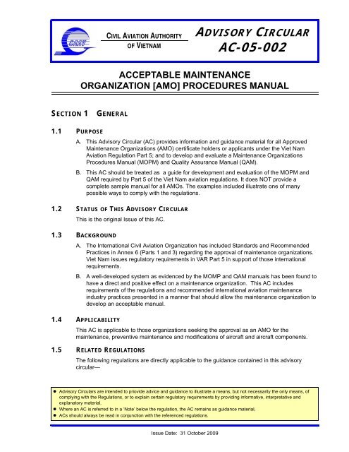 AC 05-002 AMO Manual CAAV [A]2009.fm