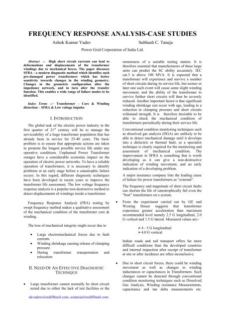 frequency response analysis-case studies