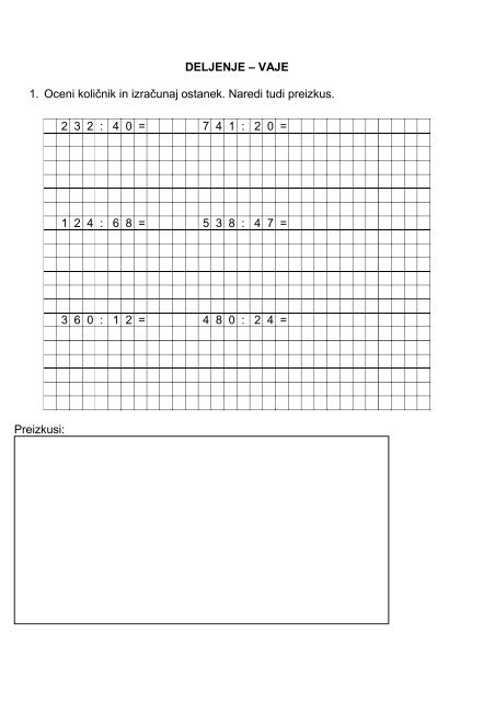 DELJENJE VAJE