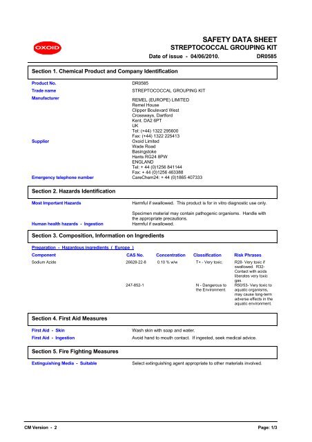 4300 STREPTOCOCCAL GROUPING KIT (English (GB ... - Oxoid