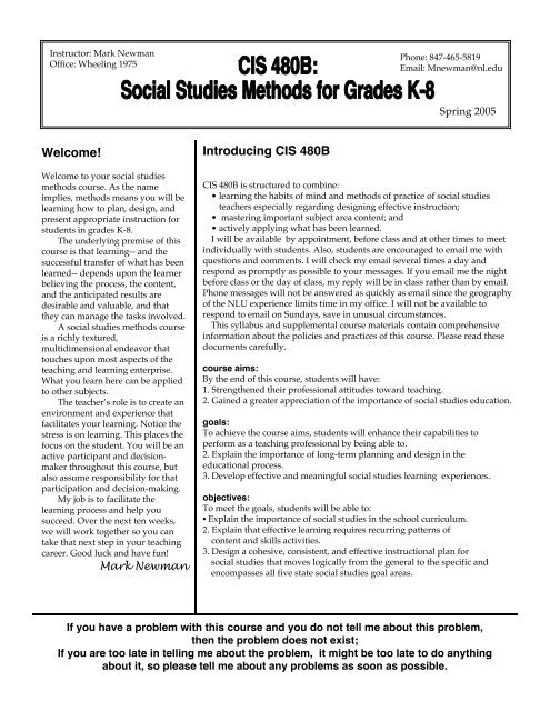 CIS480B-Social Studies Methods for K-8 - Teaching with Primary ...