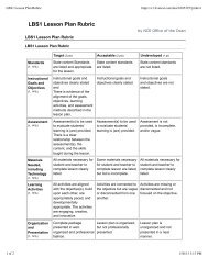 Physical Education Lesson Plan Rubric