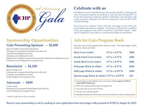 Gala Sponsorship and Program Advertising - ICHP