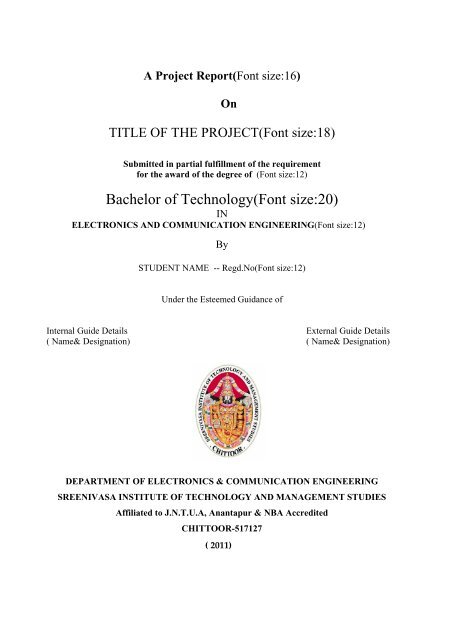 Final Year Project formats for ECE - Sreenivasa Institute Of ...