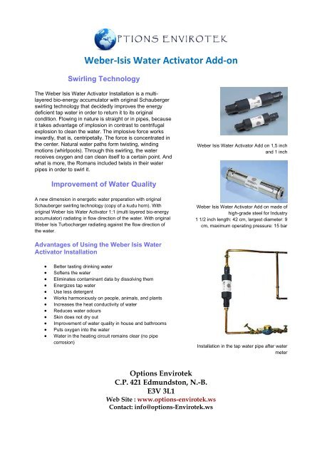 Weber-Isis Water Activator Add-on - site-builder.ws