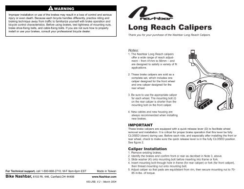 Long Reach Calipers - Nashbar