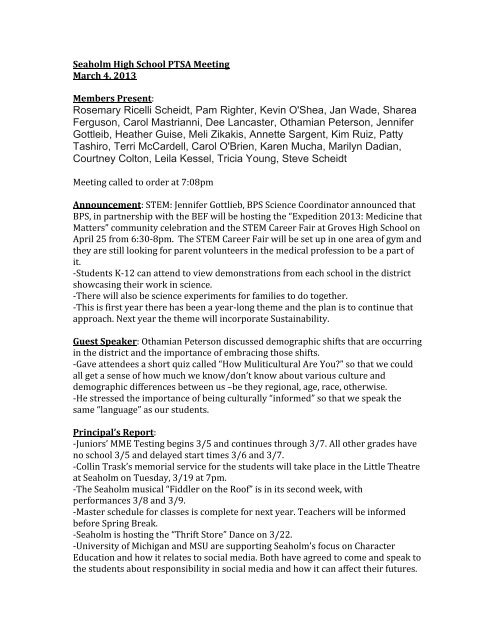 Rosemary Ricelli Scheidt, Pam Righter, Kevin O'Shea, Jan Wade ...