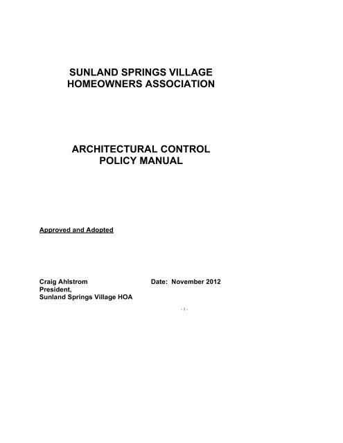 Master HOA Architectural Guidelines for Homes - Sunland Springs ...