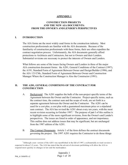 appendix 1 construction projects and the new aia - acrel
