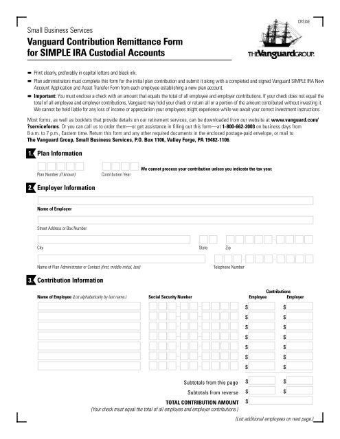 Small Business—SIMPLE IRA Contribution Remittance Form (crsia)