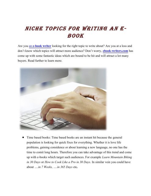 Niche Topics for Writing an Ebook