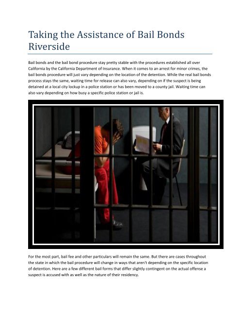 Taking the Assistance of Bail Bonds Riverside