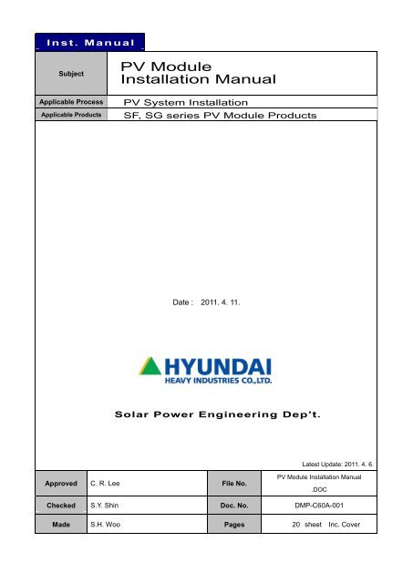 PV Module Installation Manual - Metgen