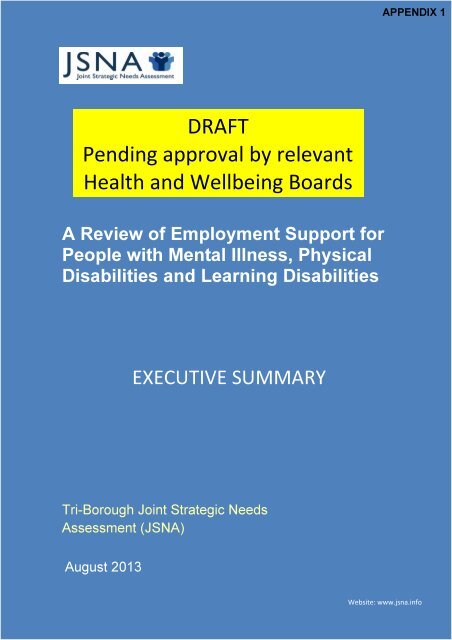 DRAFT Pending approval by relevant Health and Wellbeing Boards