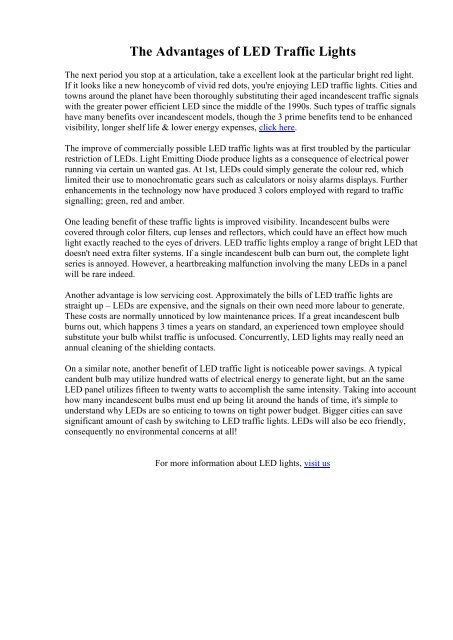 The Advantages of LED Traffic Lights