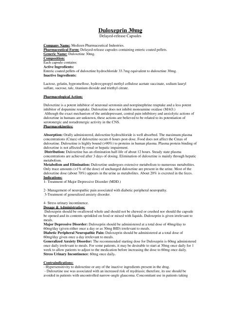 Duloxeprin 30mg - Utopia Pharmaceuticals