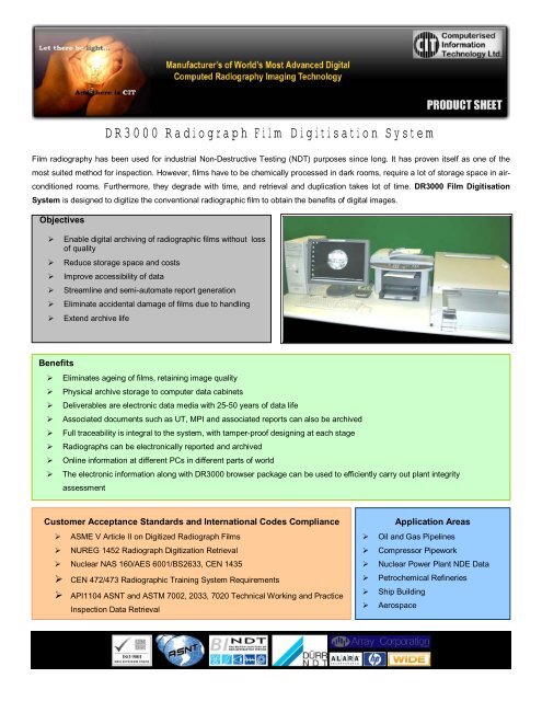 DR3000 Radiograph Film Digitisation System - CIT