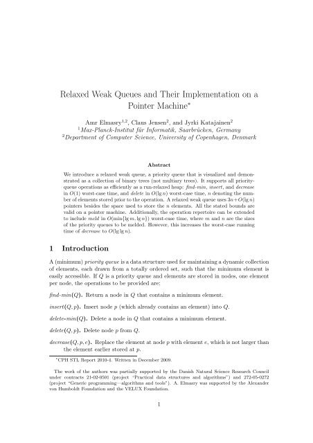 Relaxed Weak Queues and Their Implementation on ... - The CPH STL