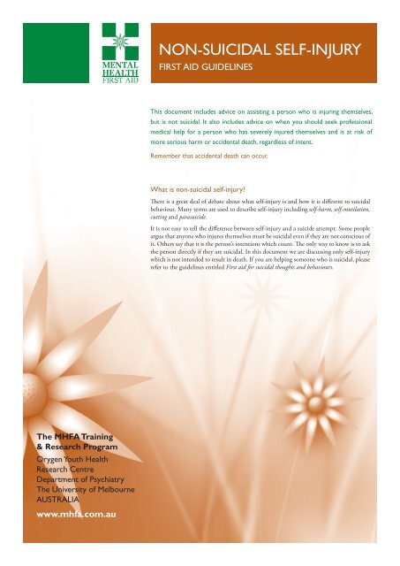 NON-SUICIDAL SELF-INJURY - Mental Health First Aid