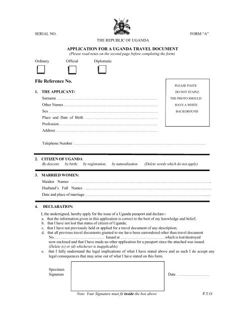 File Reference No. - Travel Document