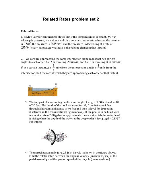 Extra related Rates Problems