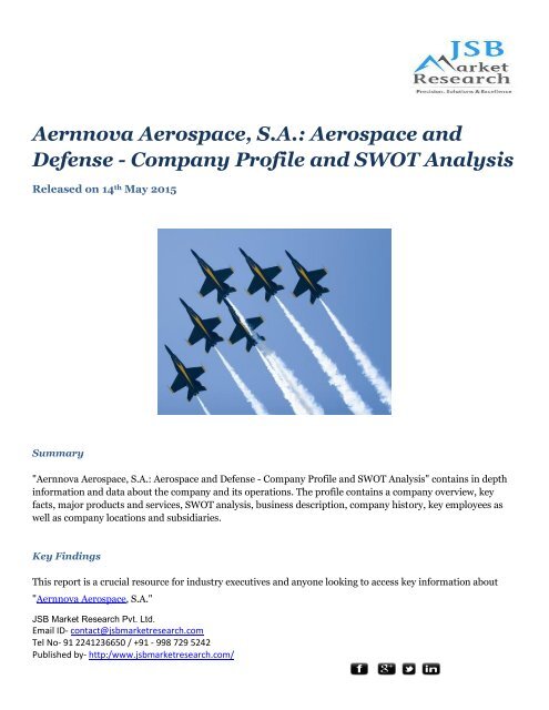 JSB Market Research – Aernnova Aerospace, S.A.: Aerospace and Defense ...
