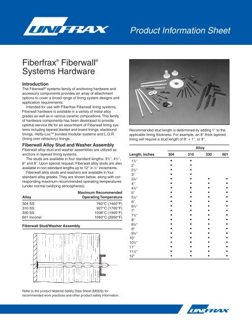 Product Information Sheet - Unifrax