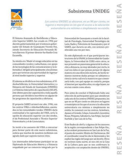 Subsistema UNIDEG - Sabes