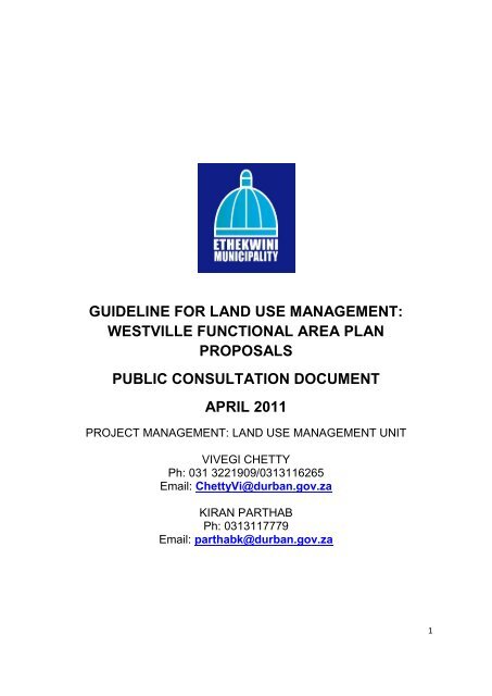 guideline for land use management: westville functional area plan ...