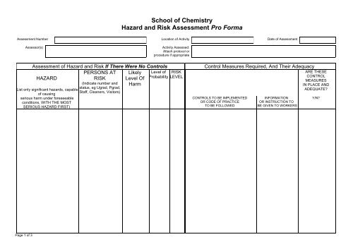 General Risk Assessment