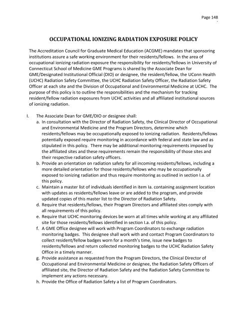 occupational ionizing radiation exposure policy - Residency and ...