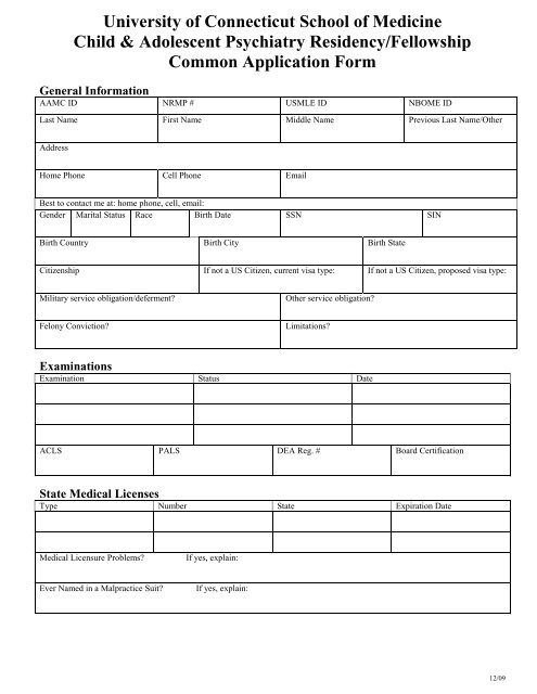 Child and Adolescent Psychiatry Application Form (PDF)