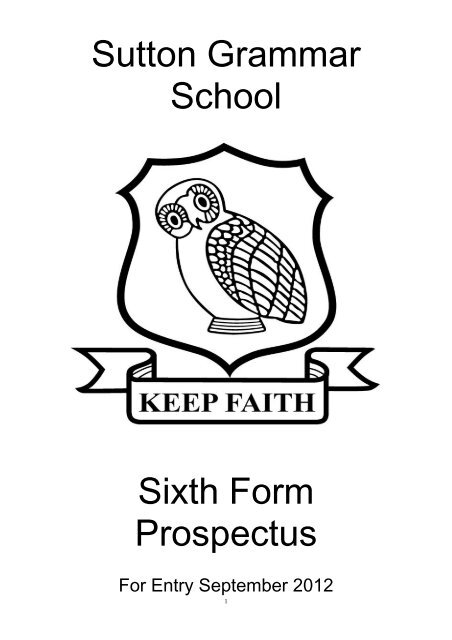 Sutton Grammar School Sixth Form Prospectus