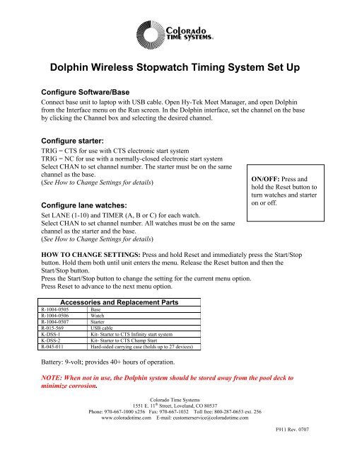 Dolphin Wireless Stopwatch Timing System Set Up - Colorado Time ...
