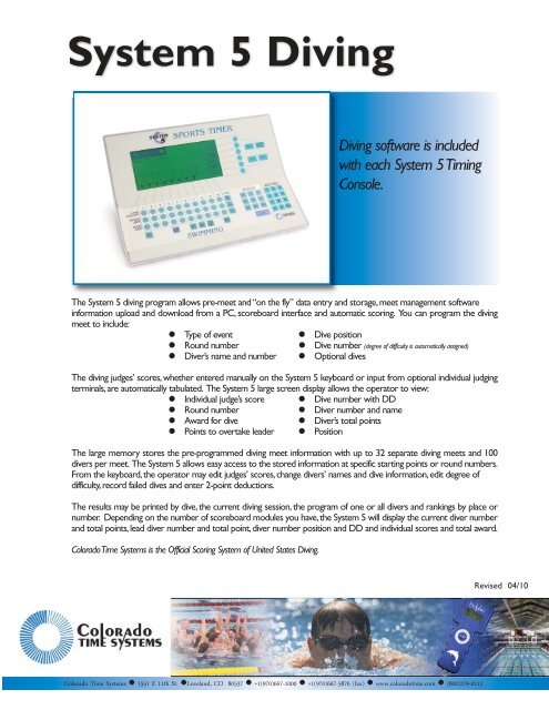 System 5 Software Diving.pdf - Colorado Time Systems