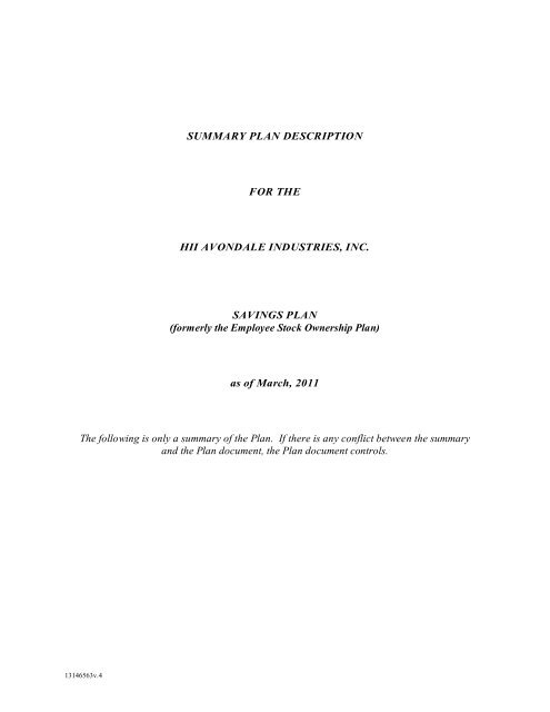 HII Avondale Industries Inc Savings Plan - Benefits Connect