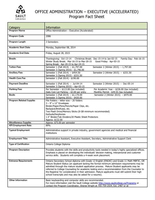 Program Fact Sheet - Sault College