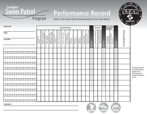 Star performance record - Lifesaving Society