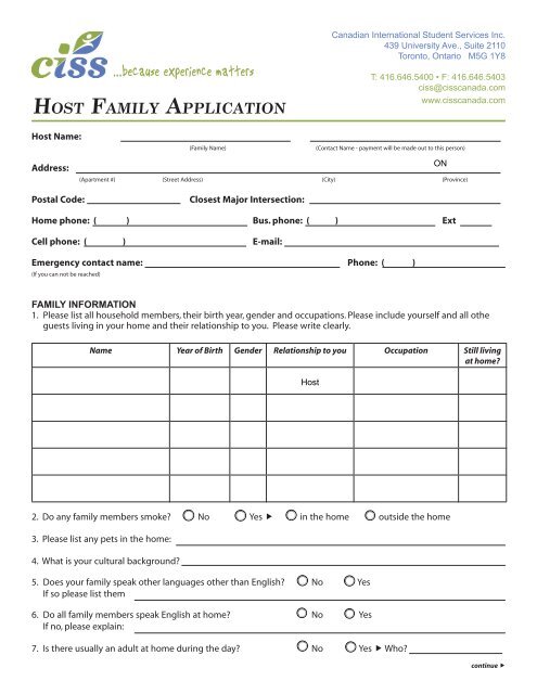 Download our Application Form - Canadian International Student ...
