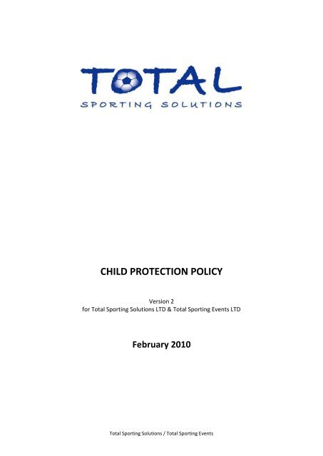 CHILD PROTECTION POLICY TEMPLATE - Total Sporting Solutions
