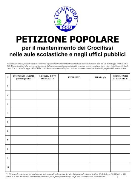 Modulo Raccolta Firme Petizione Popolare Parcheggi Stazione, 54% OFF Modulo Raccolta Firme Petizione Popolare Parcheggi Stazione, 54% OFF