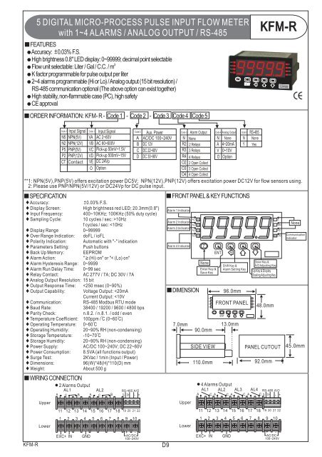 5 DIGITAL MICRO-PROCESS PULSE INPUT FLOW METER with 1 ...