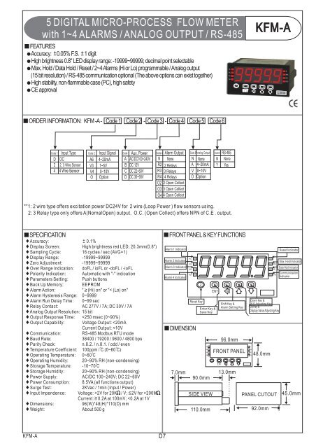 5 DIGITAL MICRO-PROCESS FLOW METER with 1~4 ALARMS ...