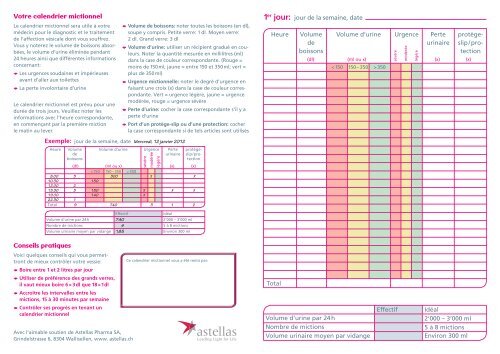 Calendrier Mictionnel - Astellas