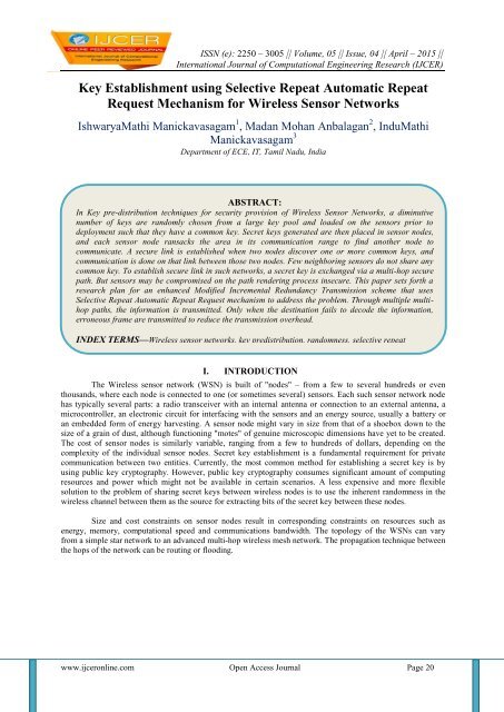 Key Establishment using Selective Repeat Automatic Repeat Request ...