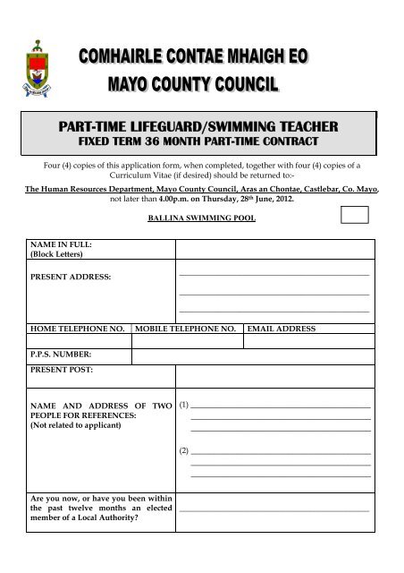 Download Application Form (word) - Mayo County Council