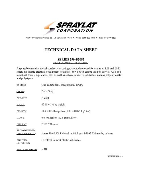 Spraylat 599-B5085 - Central Coating